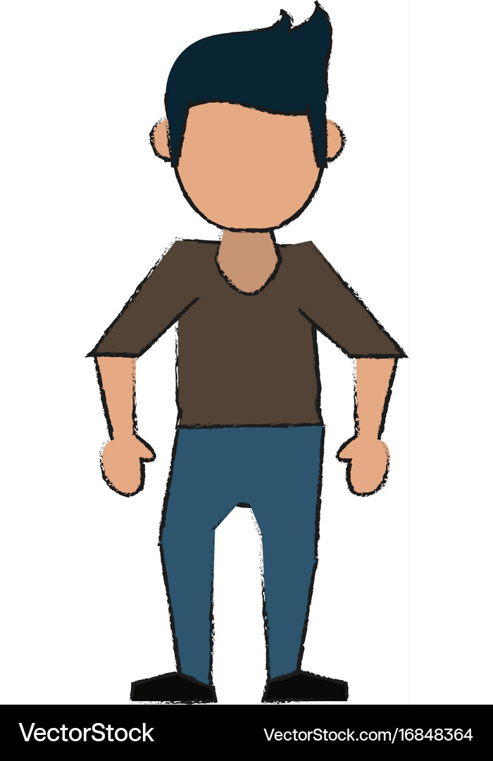 Colorful standing man doodle over white background