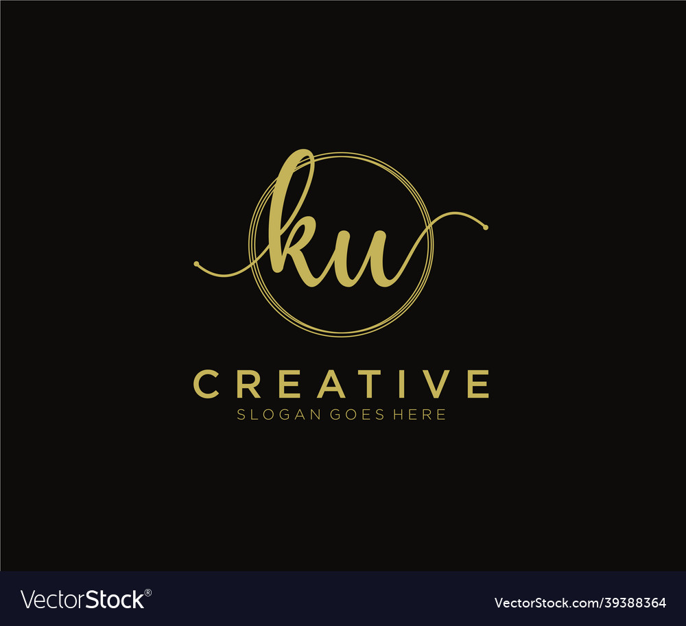 Initial ku feminine logo beauty monogram Vector Image