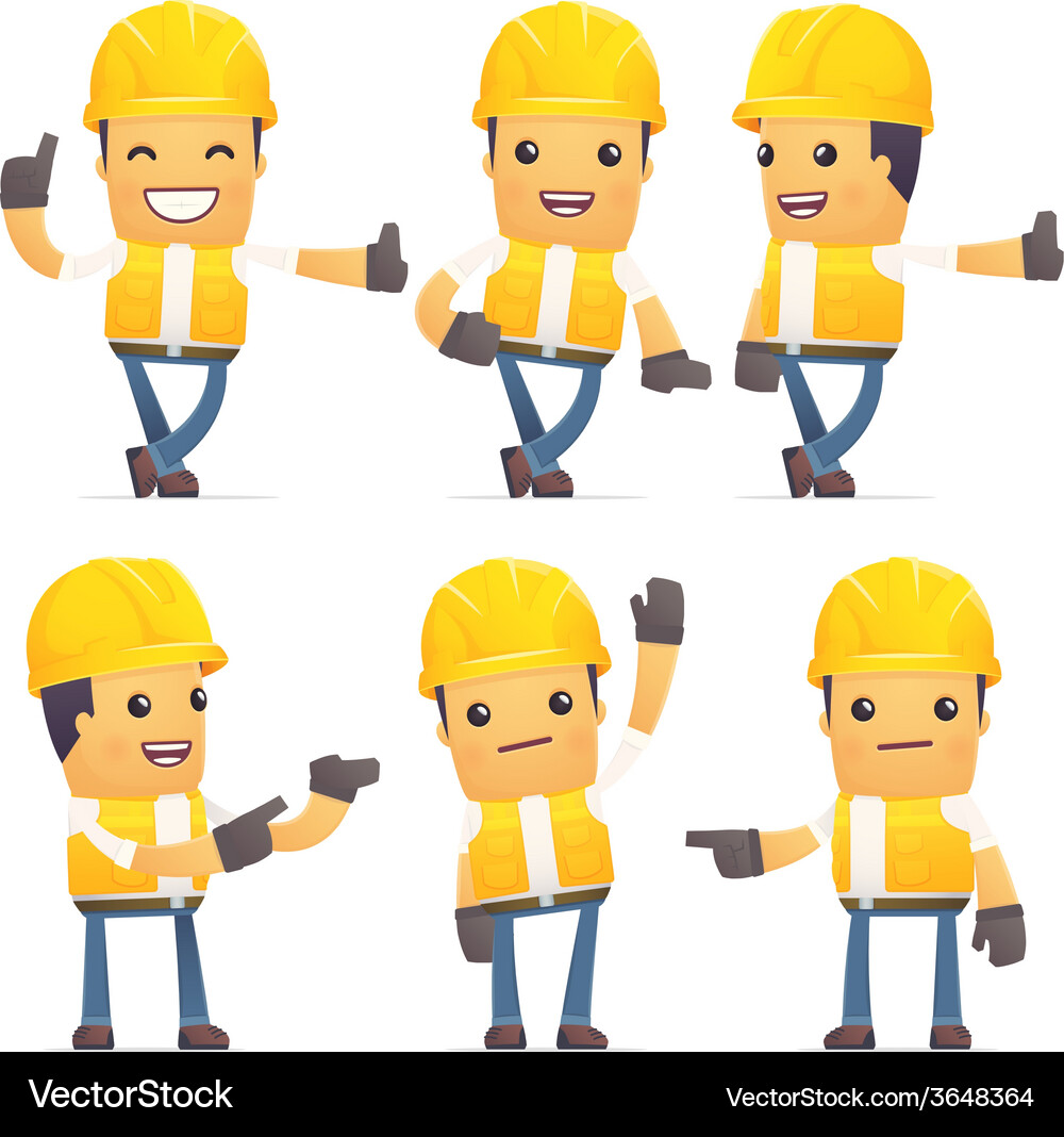 Set of contractor character in different poses Vector Image
