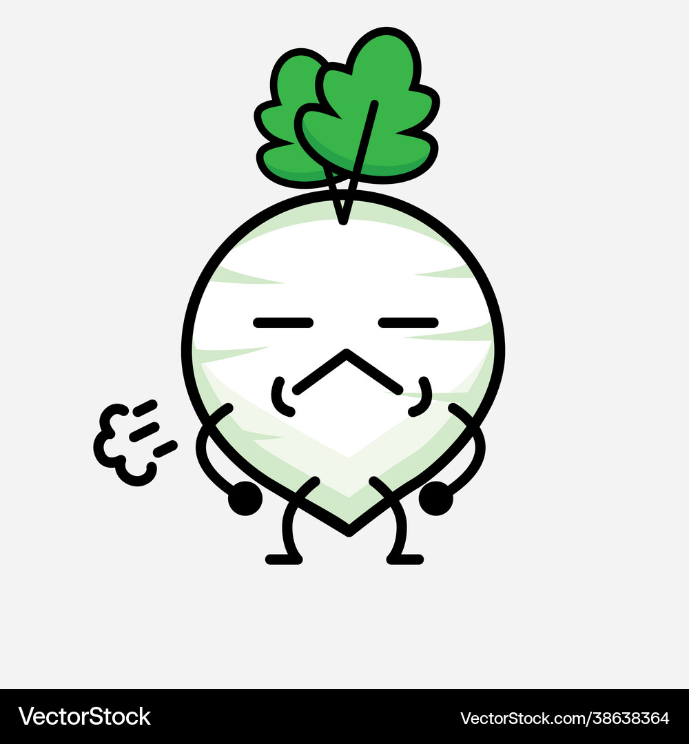 White radish character with cute face and simple Vector Image