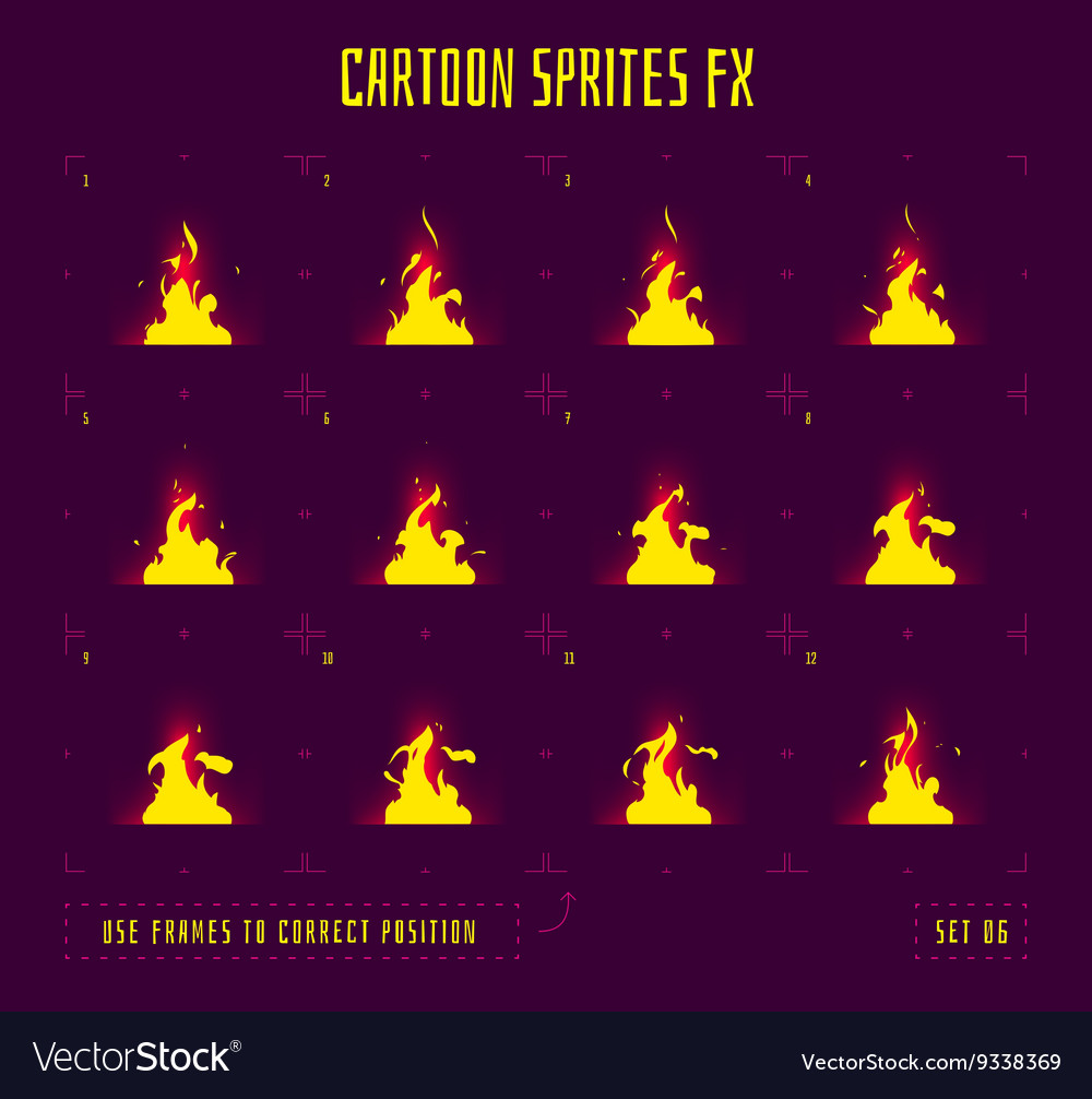 Animation frames or fire sprites Royalty Free Vector Image