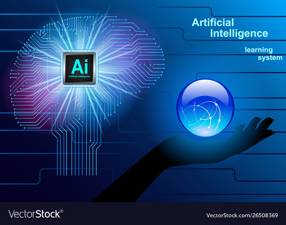 Artificial intelligence brain Royalty Free Vector Image