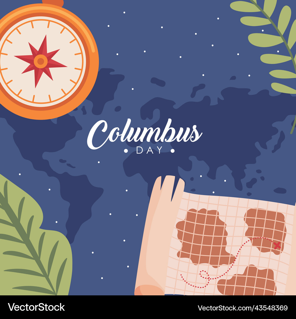 Columbus day lettering card Royalty Free Vector Image