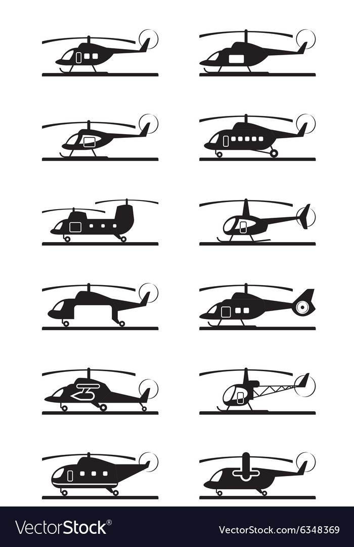 Different types helicopters Royalty Free Vector Image Different types helicopters Royalty Free Vector Image