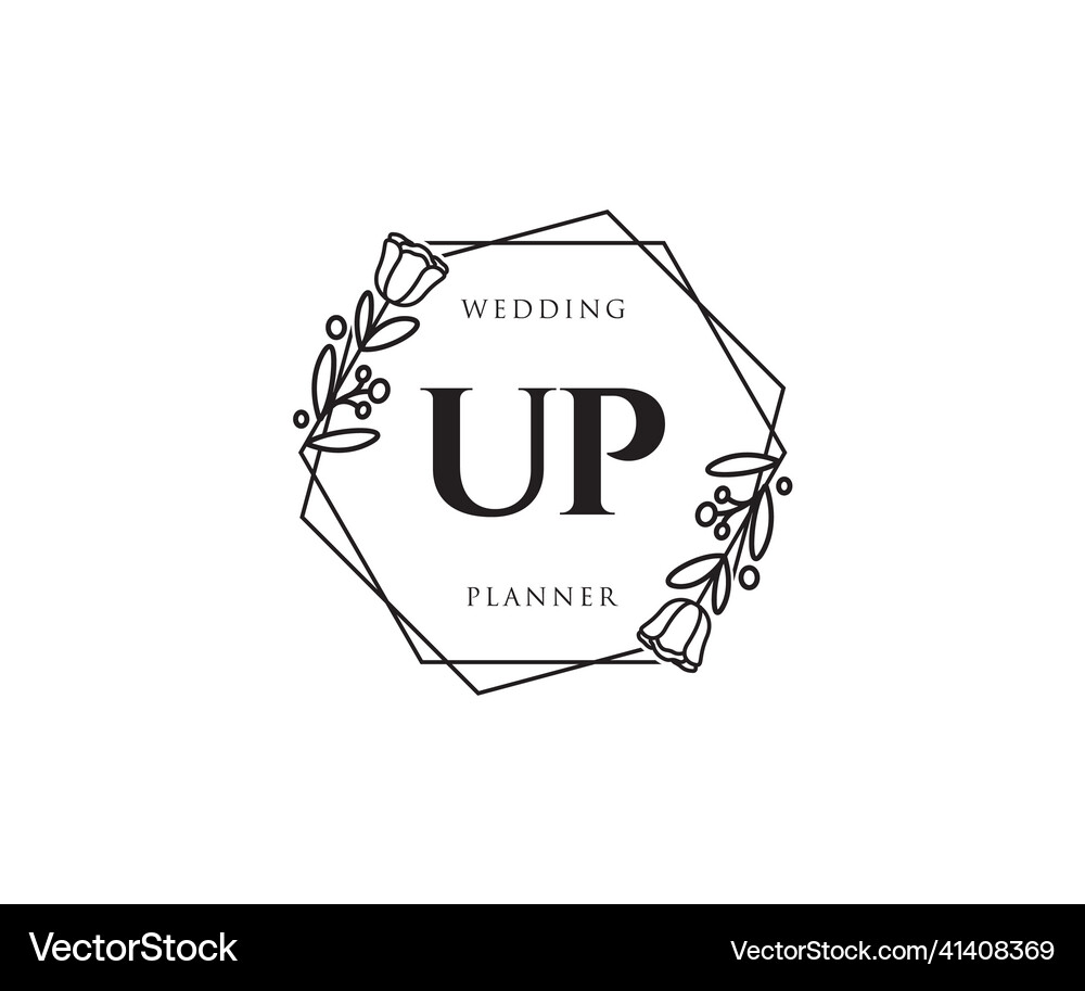 Initial up feminine logo usable for nature salon Vector Image