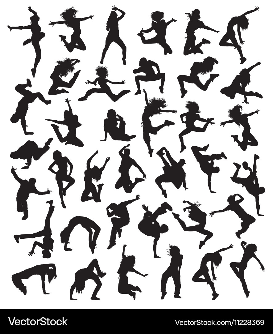 Modern dancer activity and action silhouettes Vector Image