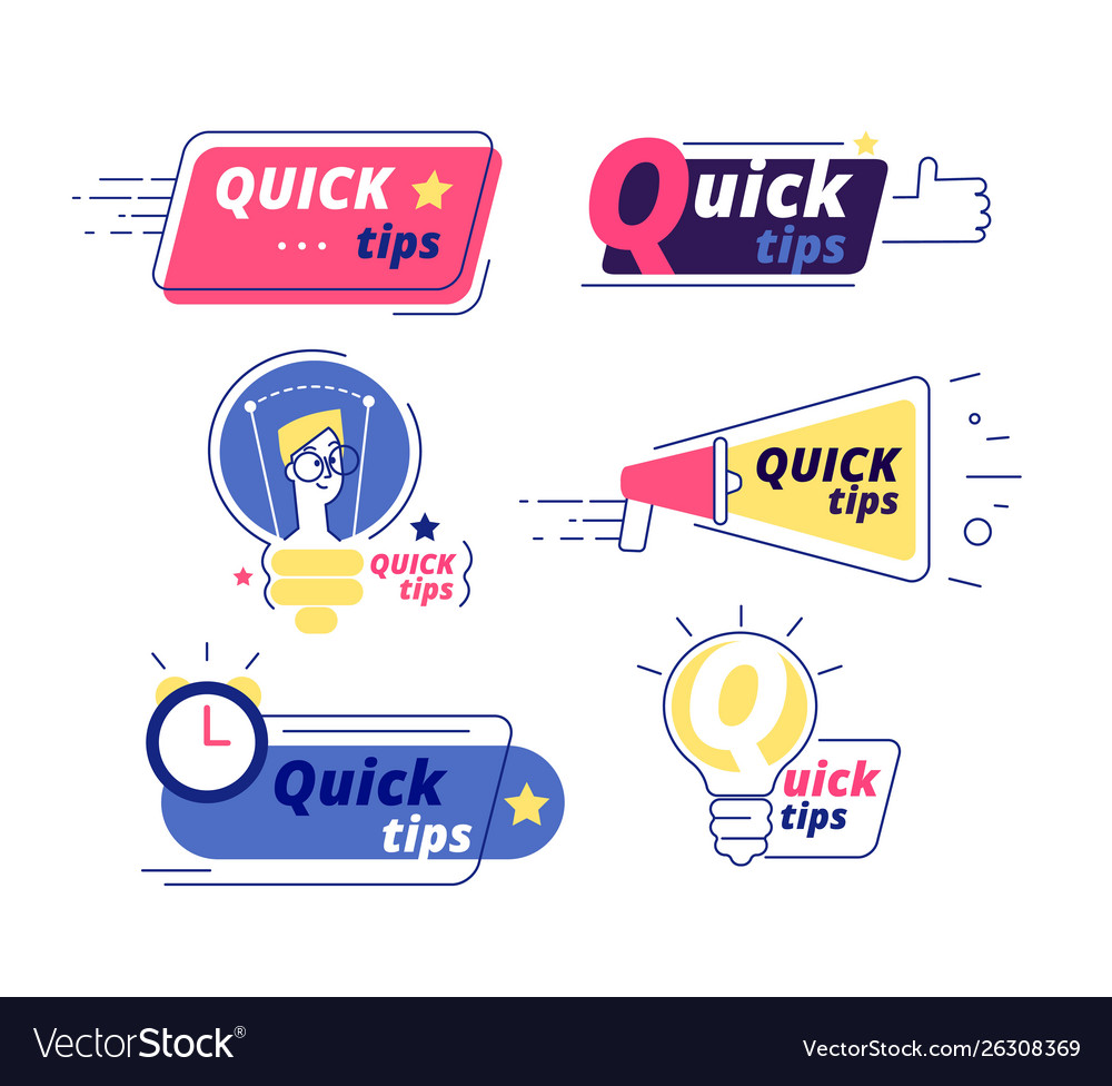 Quick tip tricks tips solution logos Royalty Free Vector Quick tip tricks tips solution logos Royalty Free Vector
