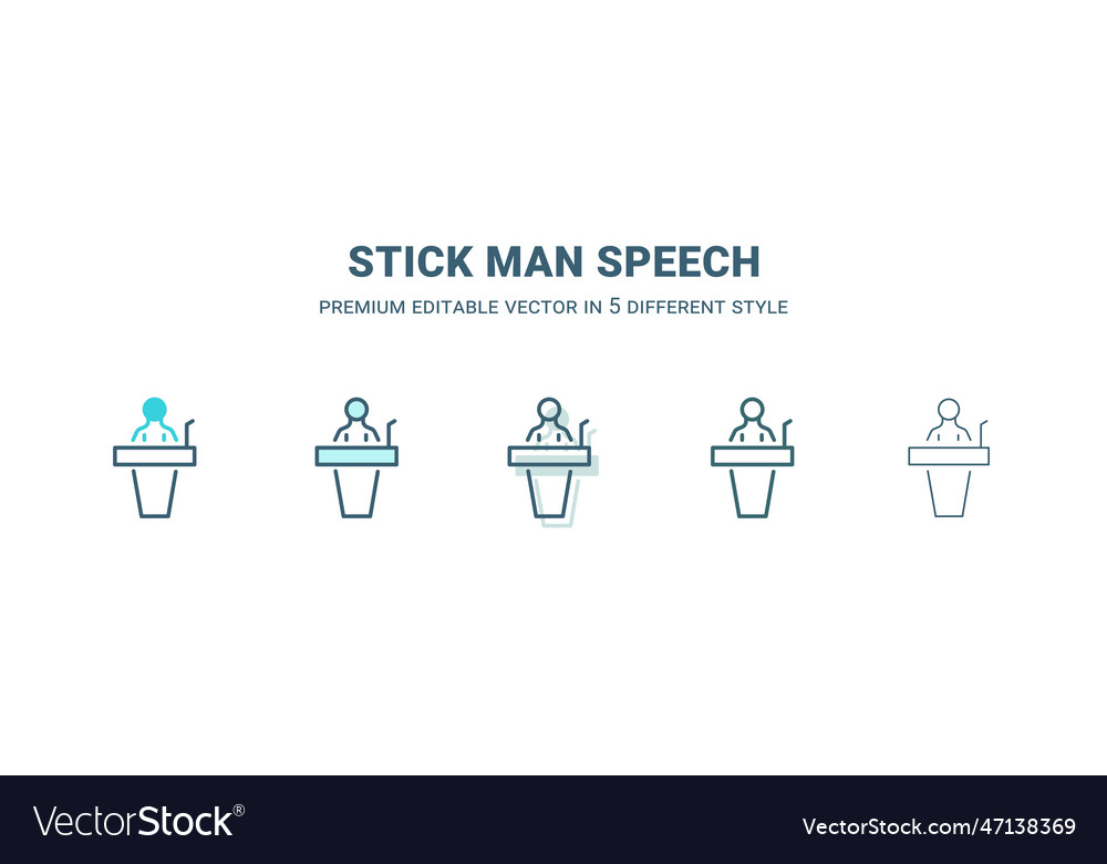 Stick Man Speech Icon In 5 Different Style Vector Image