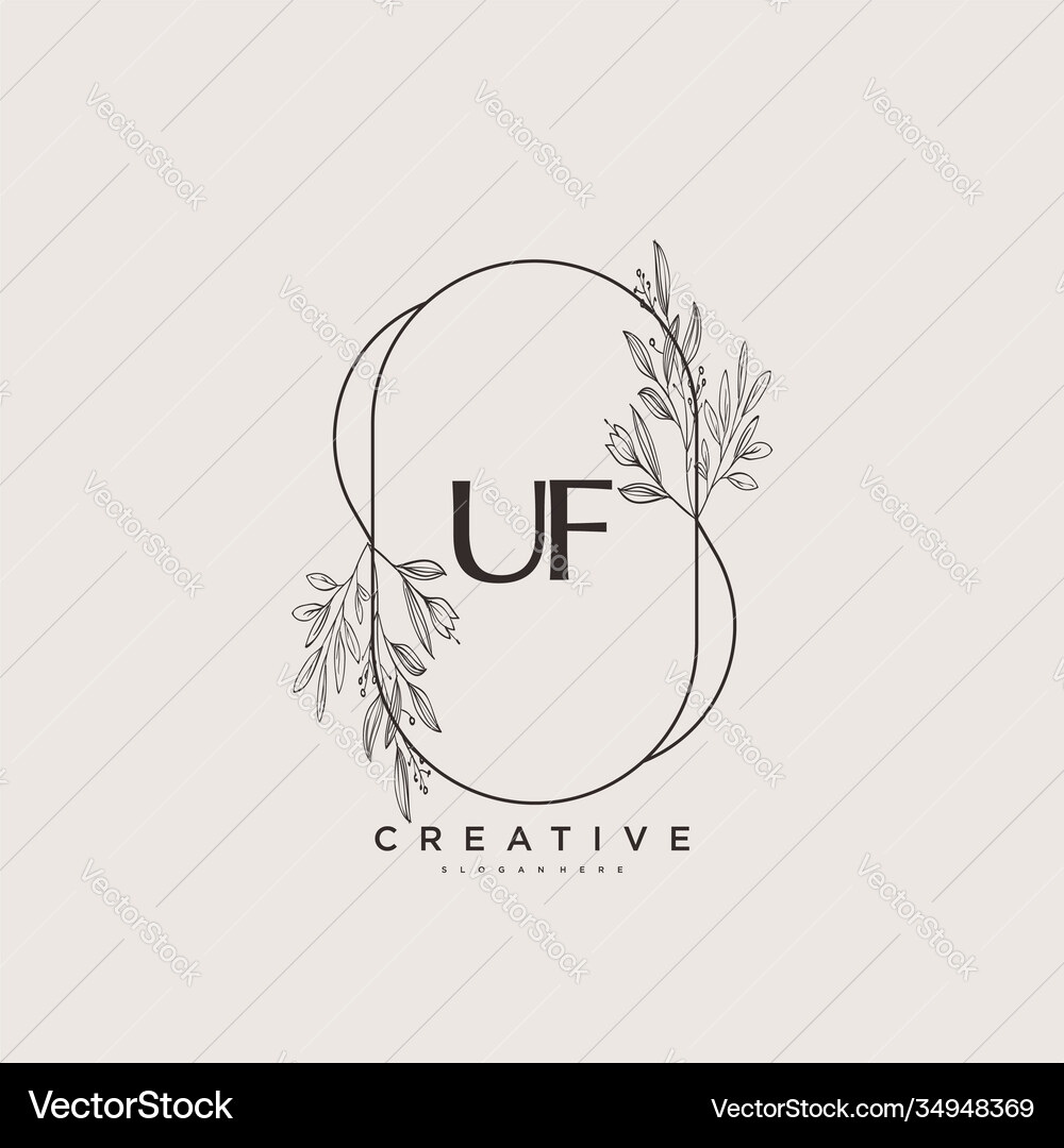Uf beauty initial logo art handwriting logo Vector Image