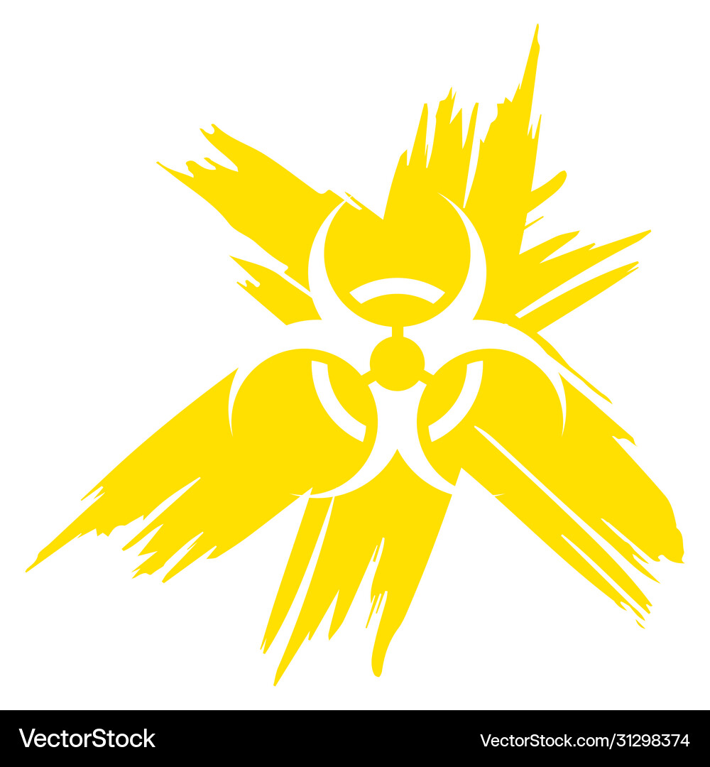 Grunge biohazard symbol yellow Royalty Free Vector Image