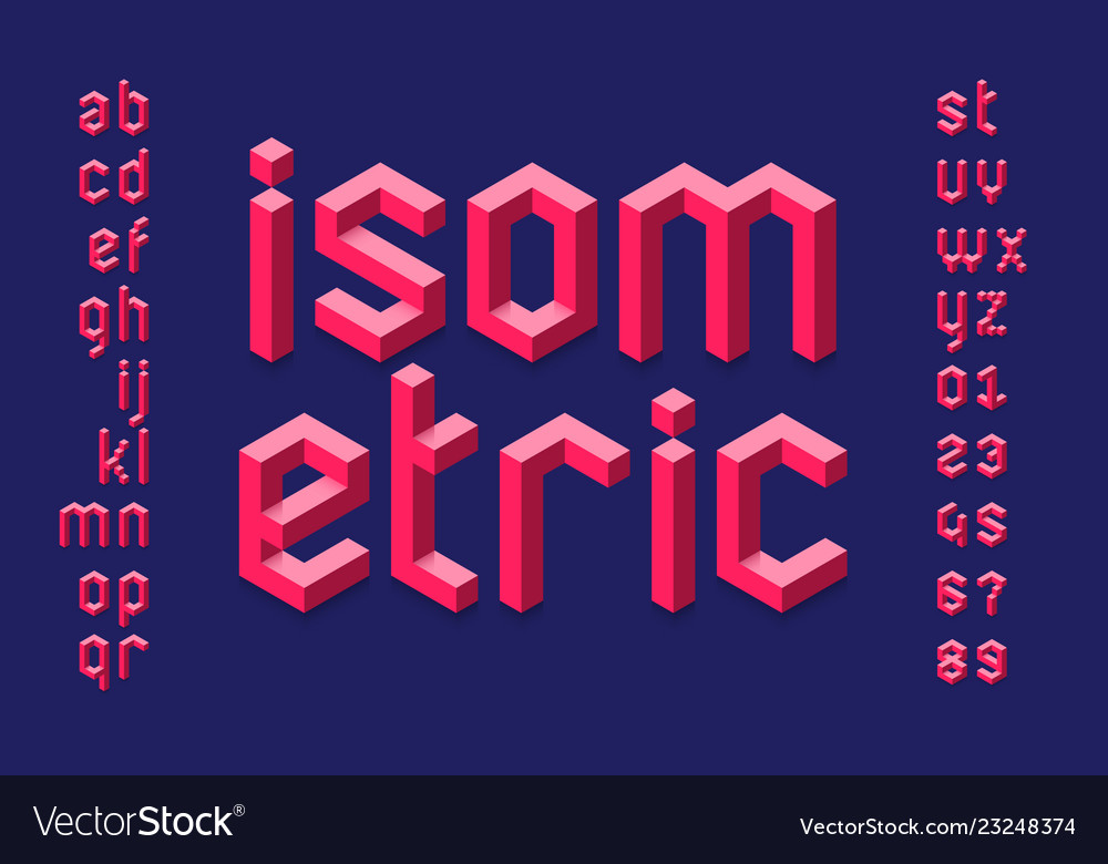 Isometric 3d font design three-dimensional Vector Image Isometric 3d font design three-dimensional Vector Image