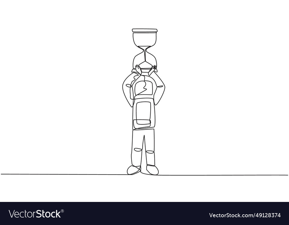 Single continuous line drawing young energetic Vector Image