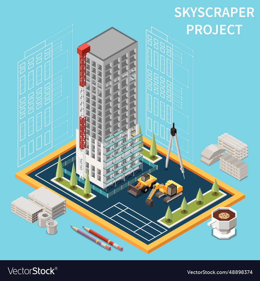 Skyscraper construction concept Royalty Free Vector Image