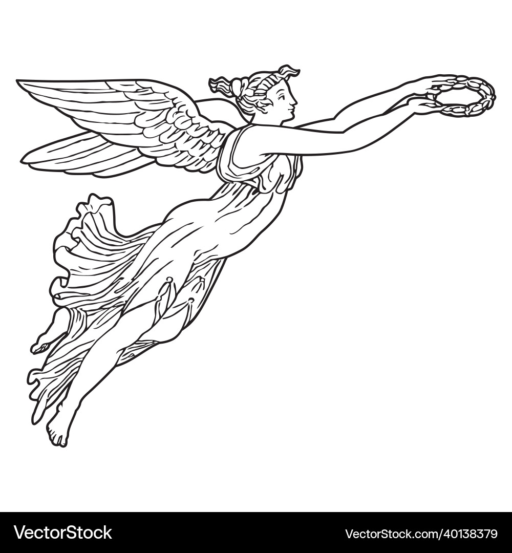 Ancient greek winged goddess 3 Royalty Free Vector Image