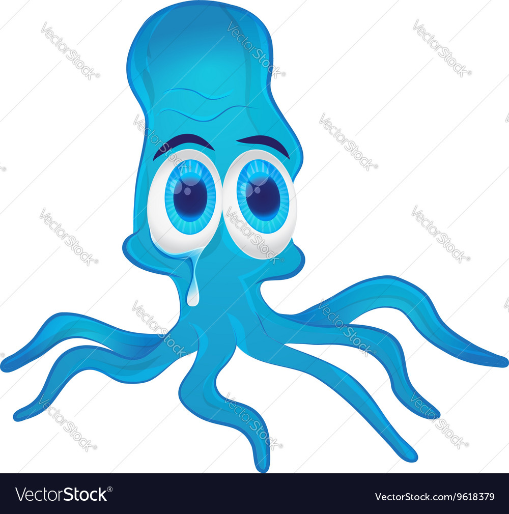 Crying octopus Royalty Free Vector Image - VectorStock