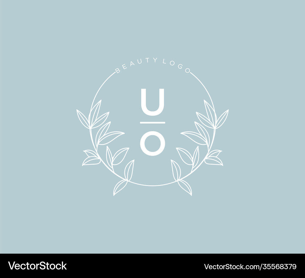 Initial uo letters beautiful floral feminine Vector Image