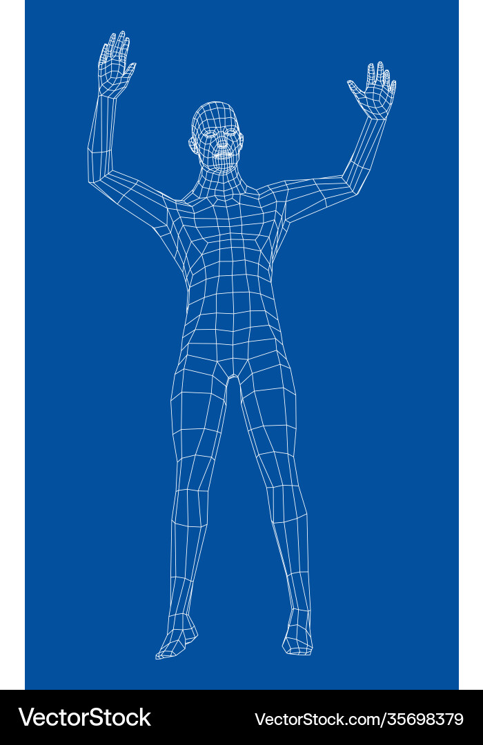 Wireframe jumping man Royalty Free Vector Image
