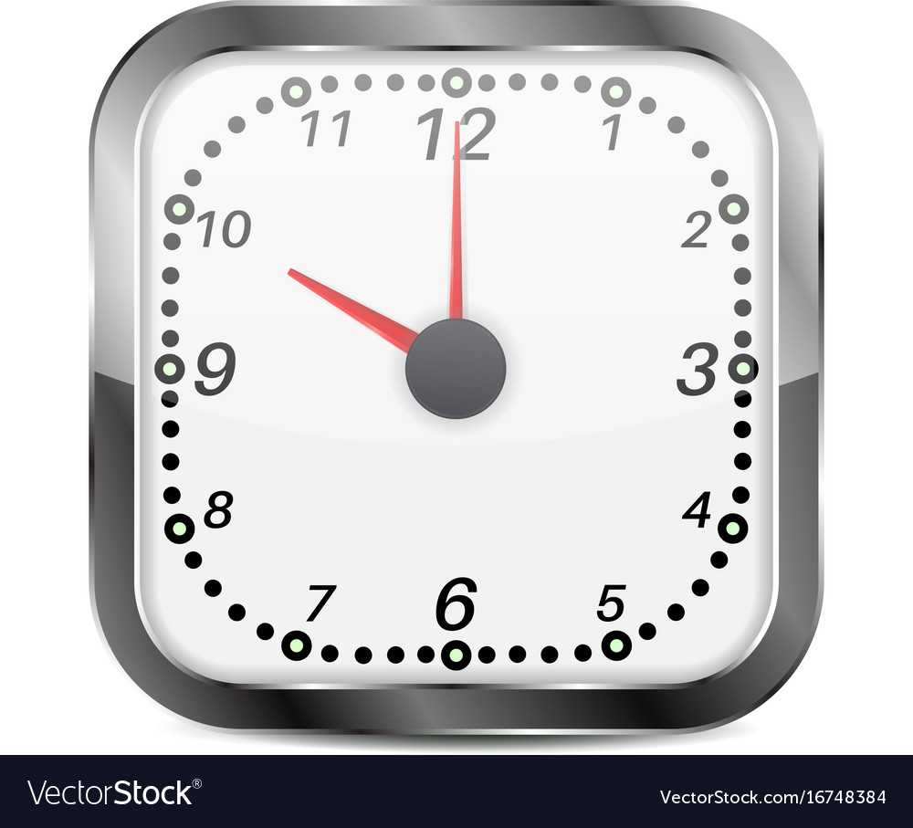 Clock square shape instrument time indication Vector Image