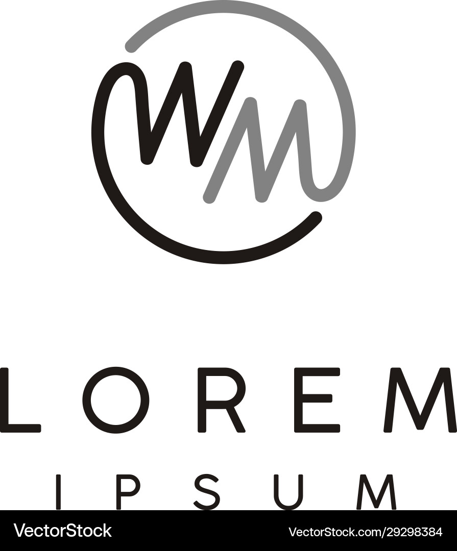 Monogram mw circular initial wm logo Royalty Free Vector