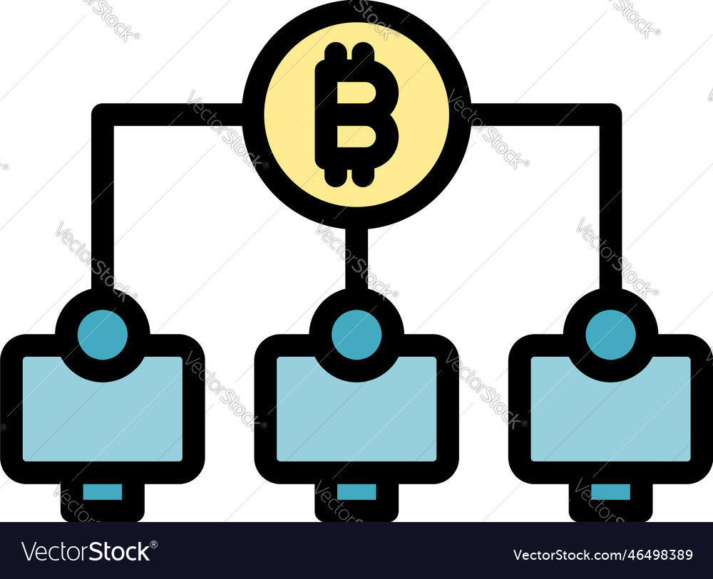 Blockchain network icon flat Royalty Free Vector Image