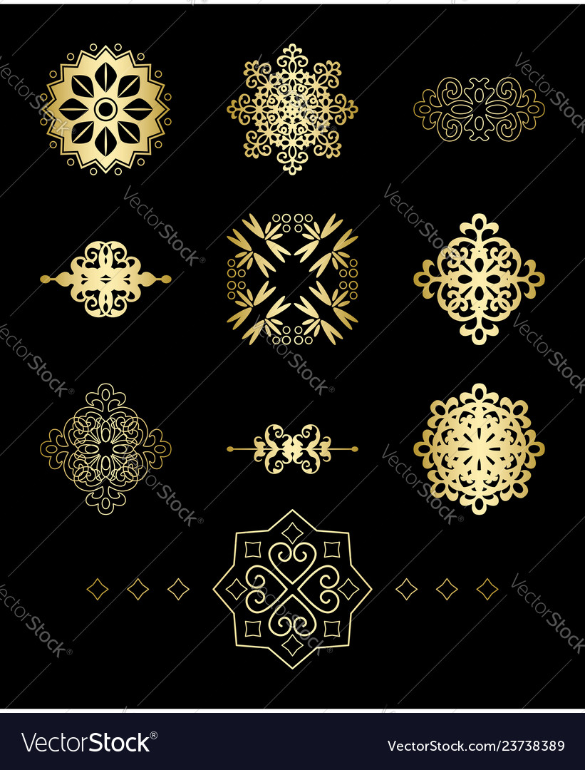 Gold decorative geometric elements Royalty Free Vector Image