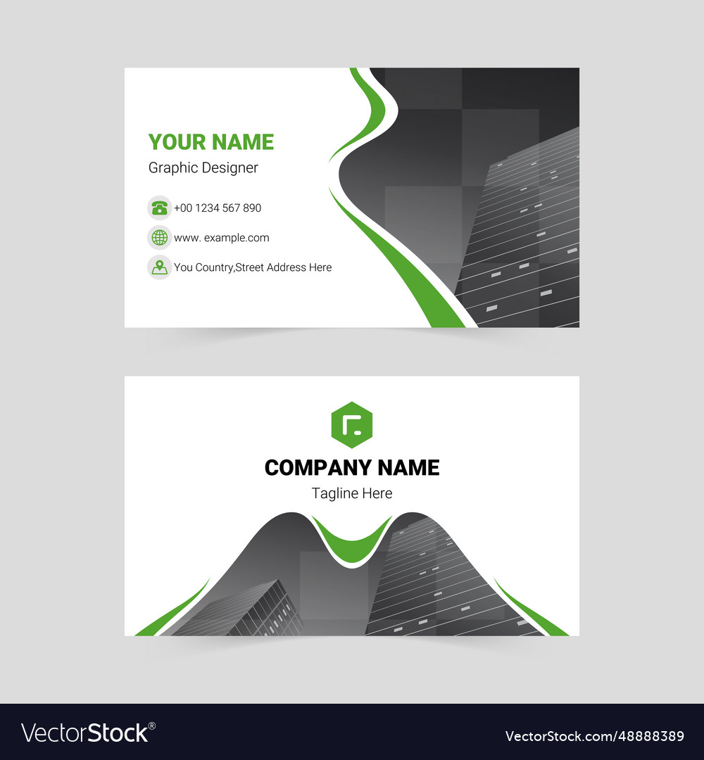 Green modern business card template Royalty Free Vector Green modern business card template Royalty Free Vector