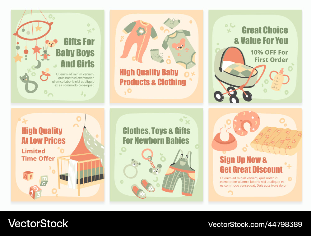 Template network web page set for baby shop ad Vector Image