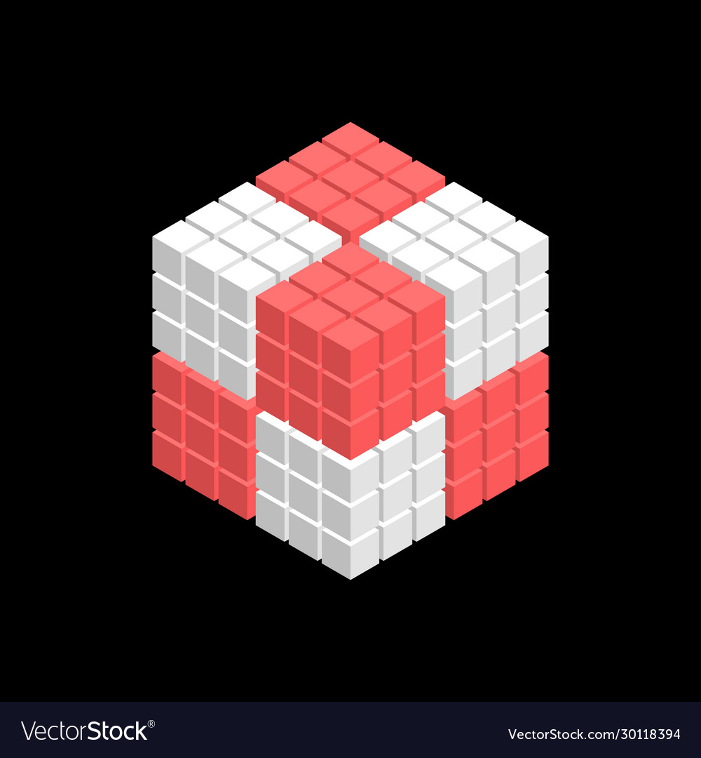 Abstract 3d Cube From Cubes Isometric Projection Vector Image