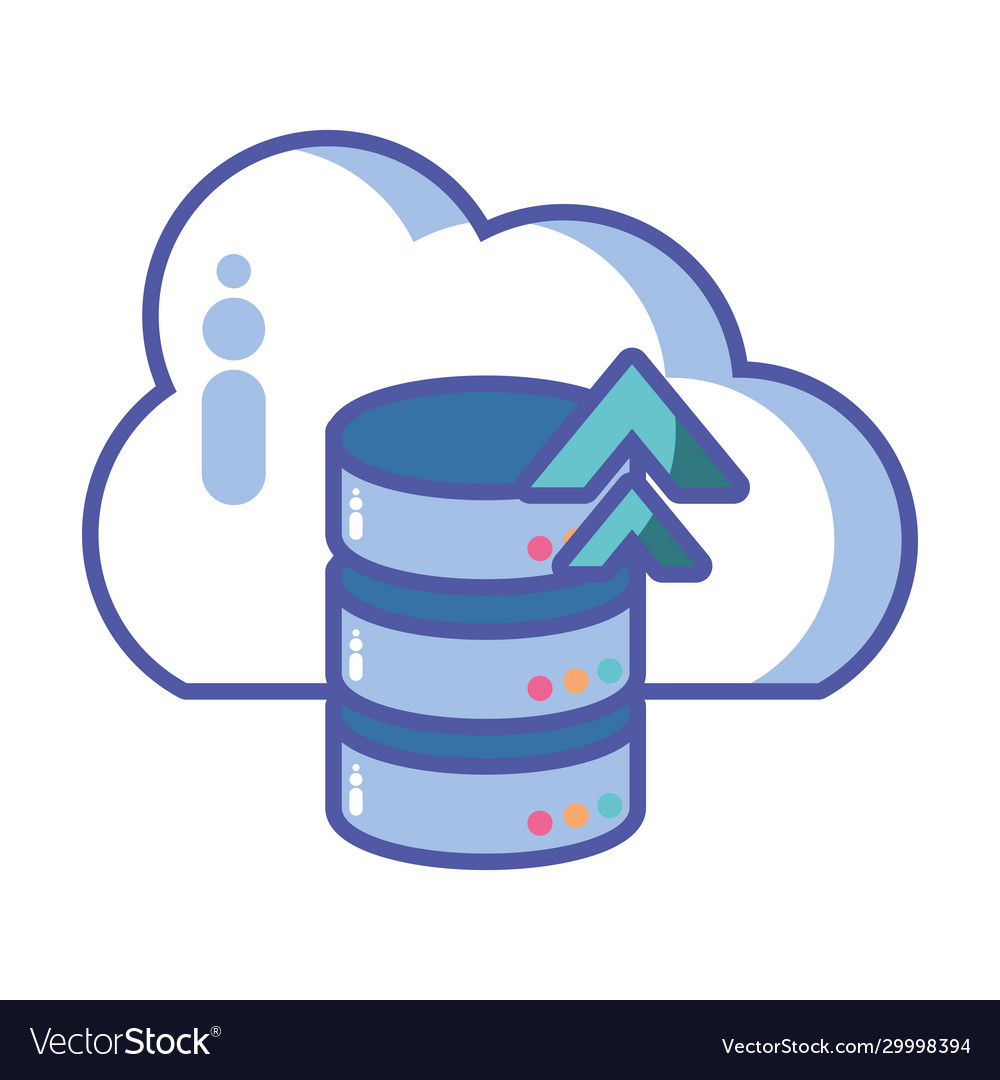 Cloud database seo icons in white background Vector Image