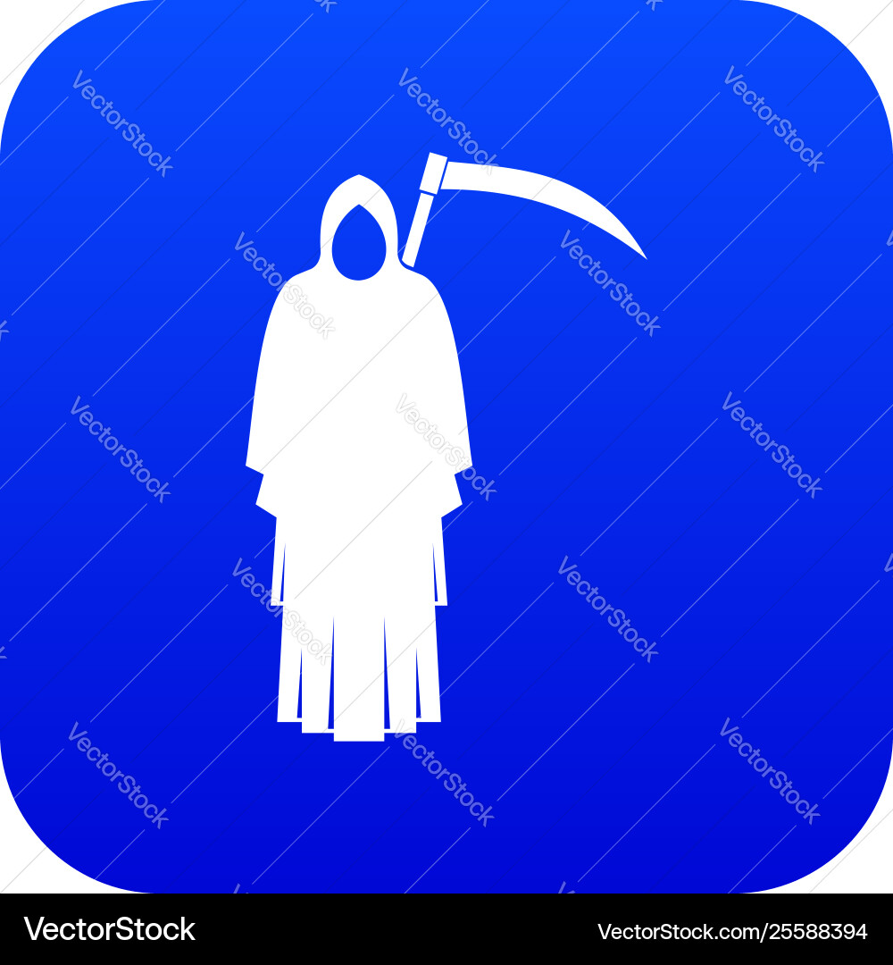 Death with scythe icon digital blue Royalty Free Vector