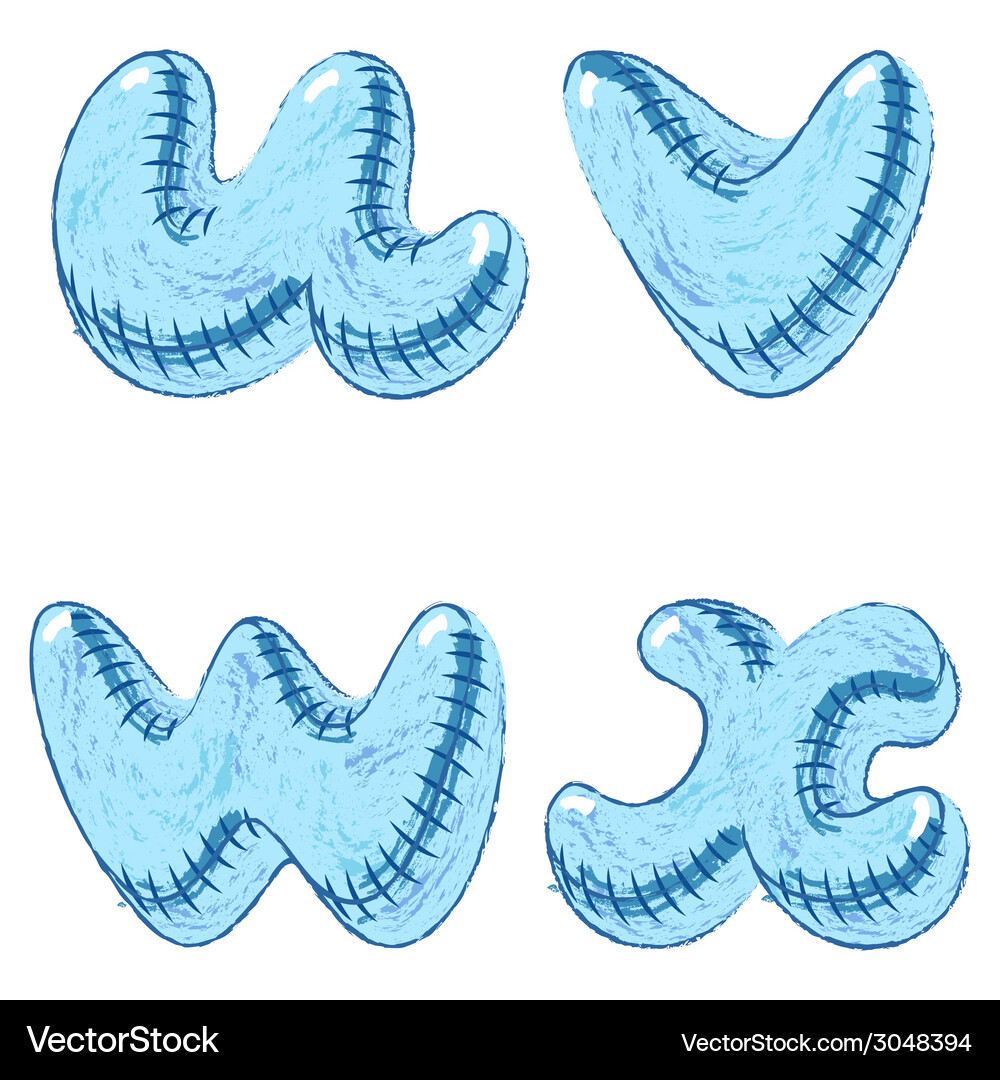 Hand drawn doodle font letters uvwx Royalty Free Vector