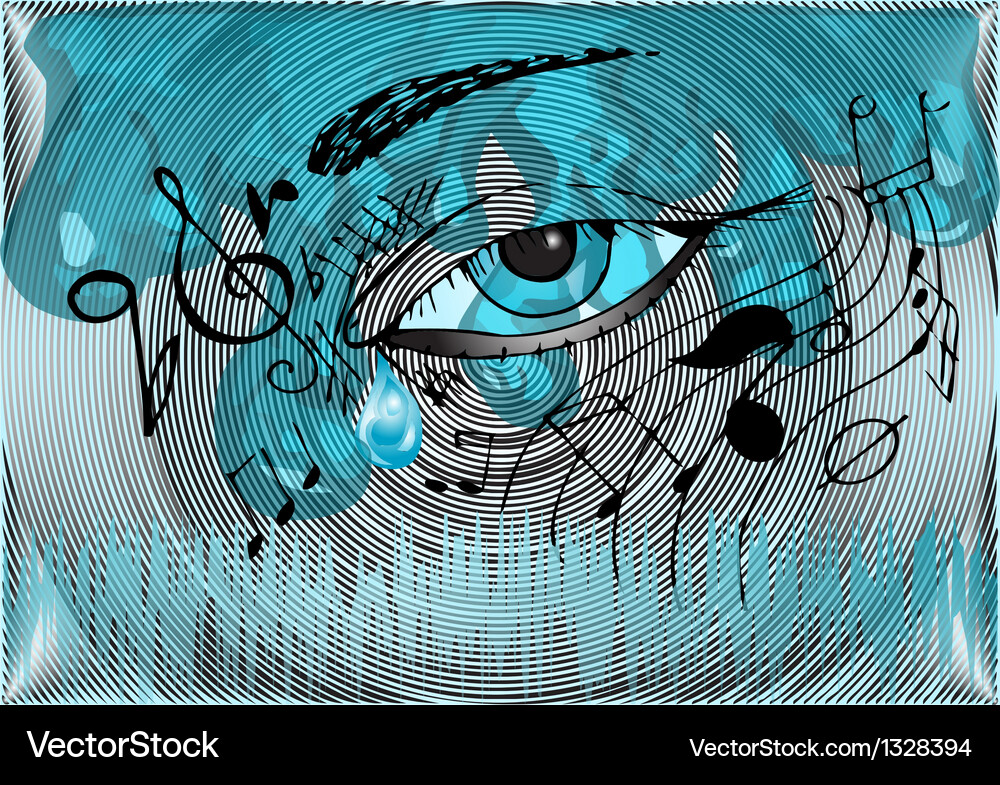 Musical background with human eye Royalty Free Vector Image