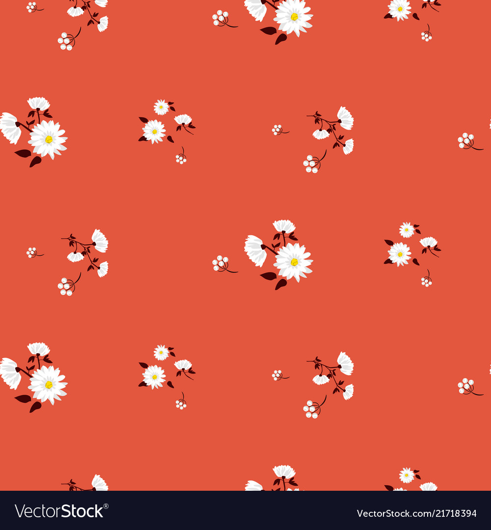Simple florals red seamless pattern Royalty Free Vector