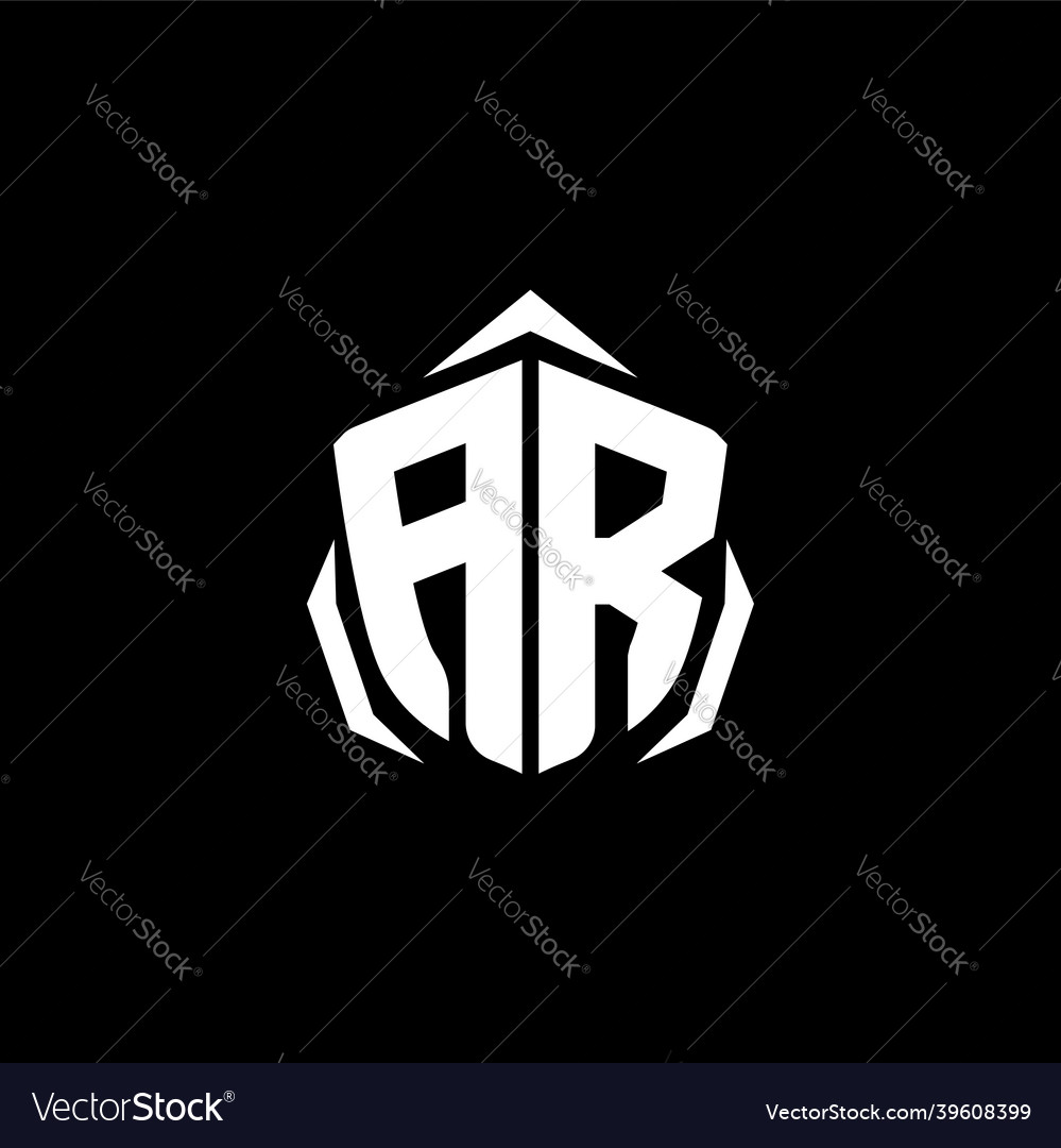 Ar monogram shield shape style Royalty Free Vector Image