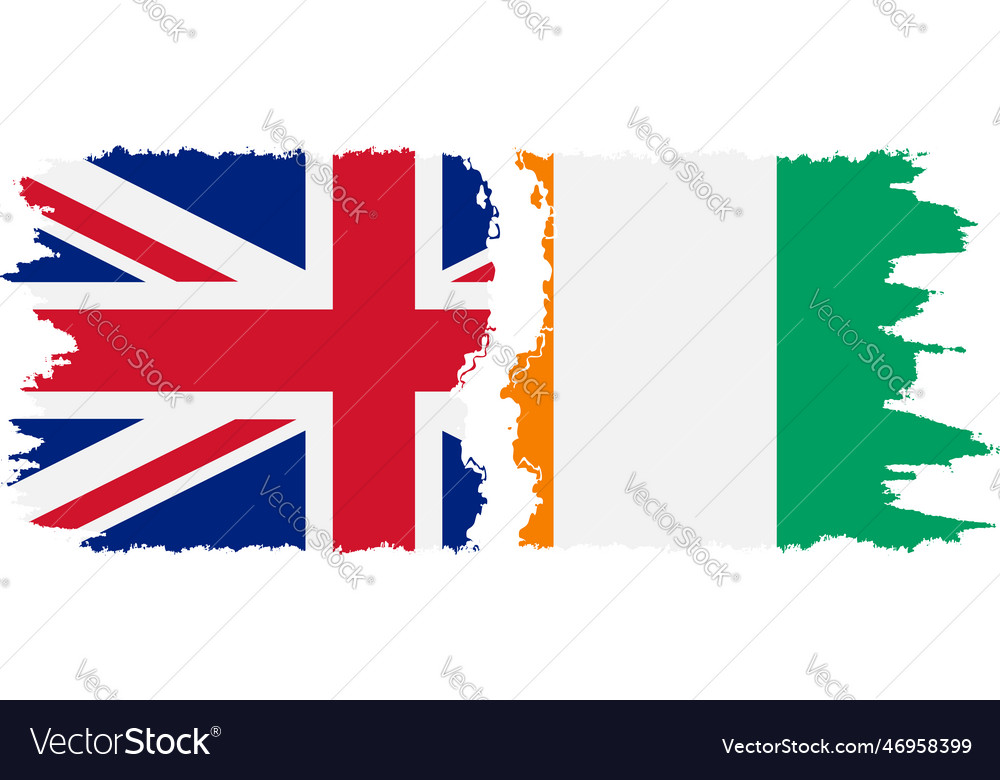 Ivory Coast And Uk Grunge Flags Connection Vector Image