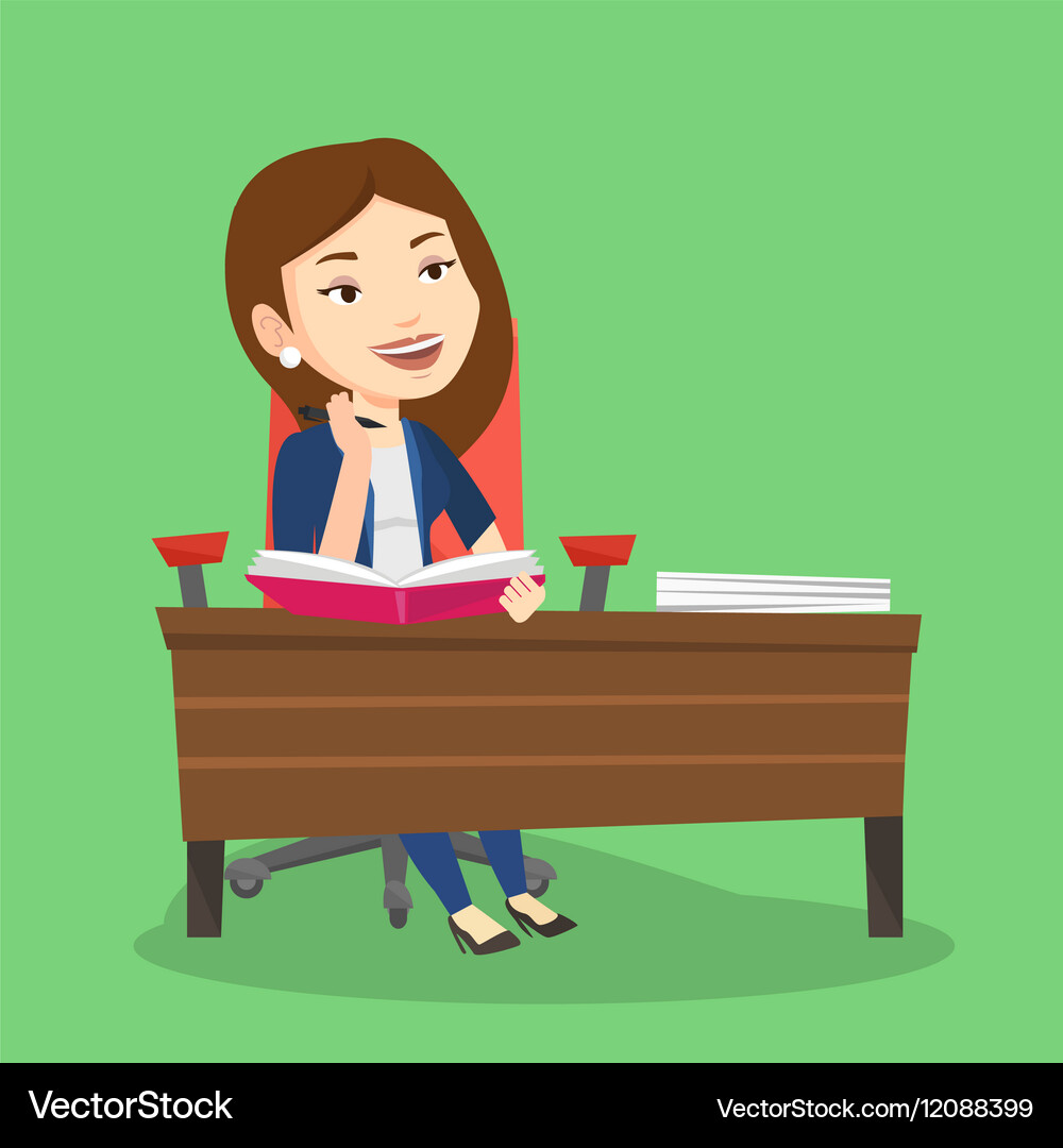 Student writing at the desk Royalty Free Vector Image