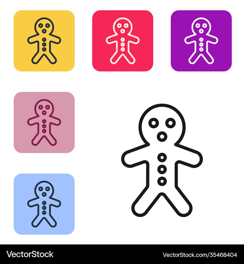 Black line holiday gingerbread man cookie icon Vector Image