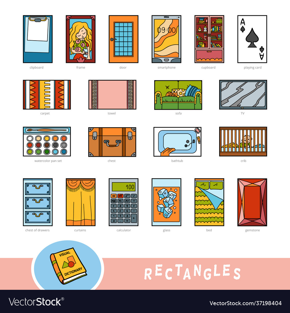 Colorful Set Rectangle Shape Objects Visual Vector Image