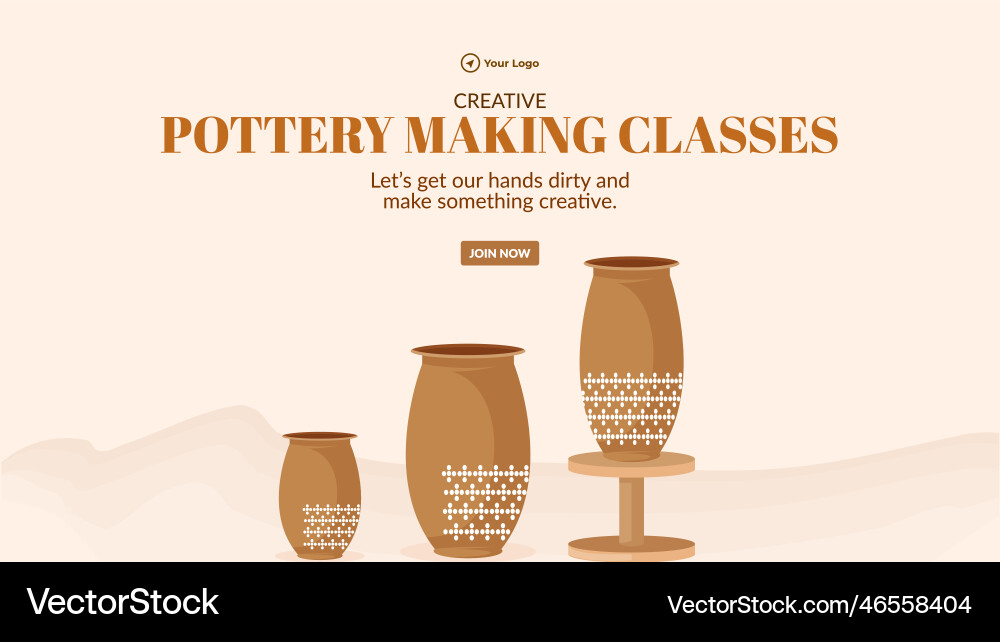 Creative pottery making classes landscape banner Vector Image