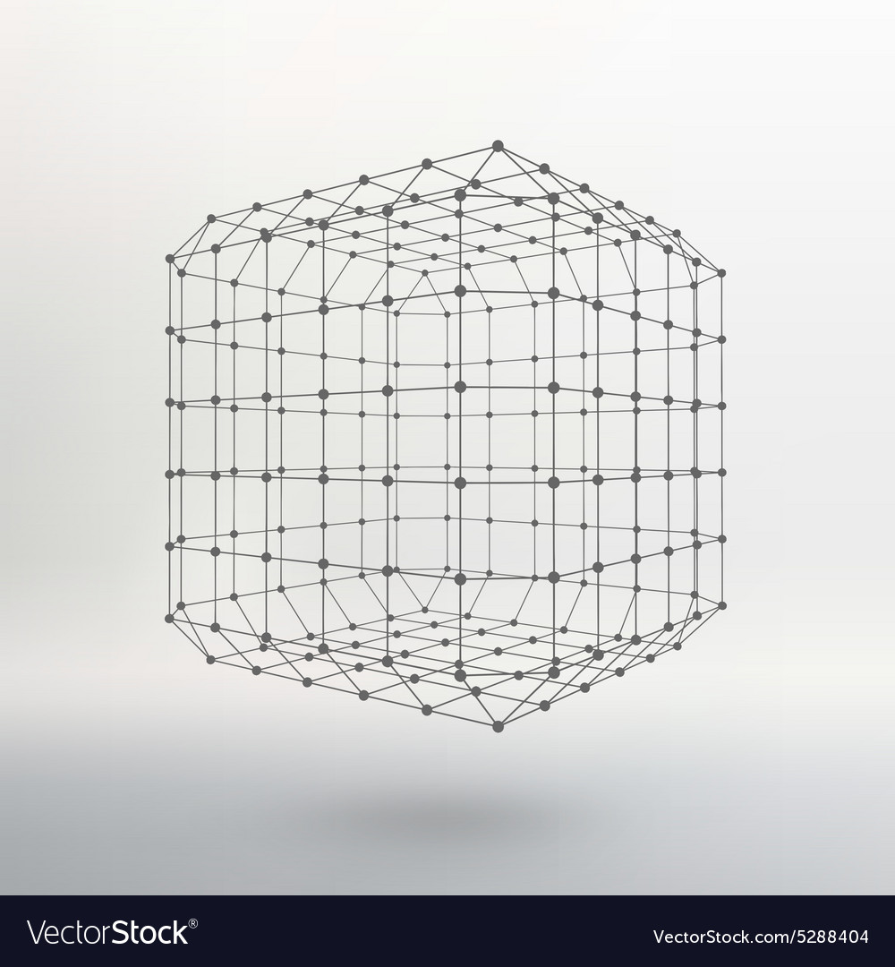 Cube of lines and dots Cube of the lines Vector Image