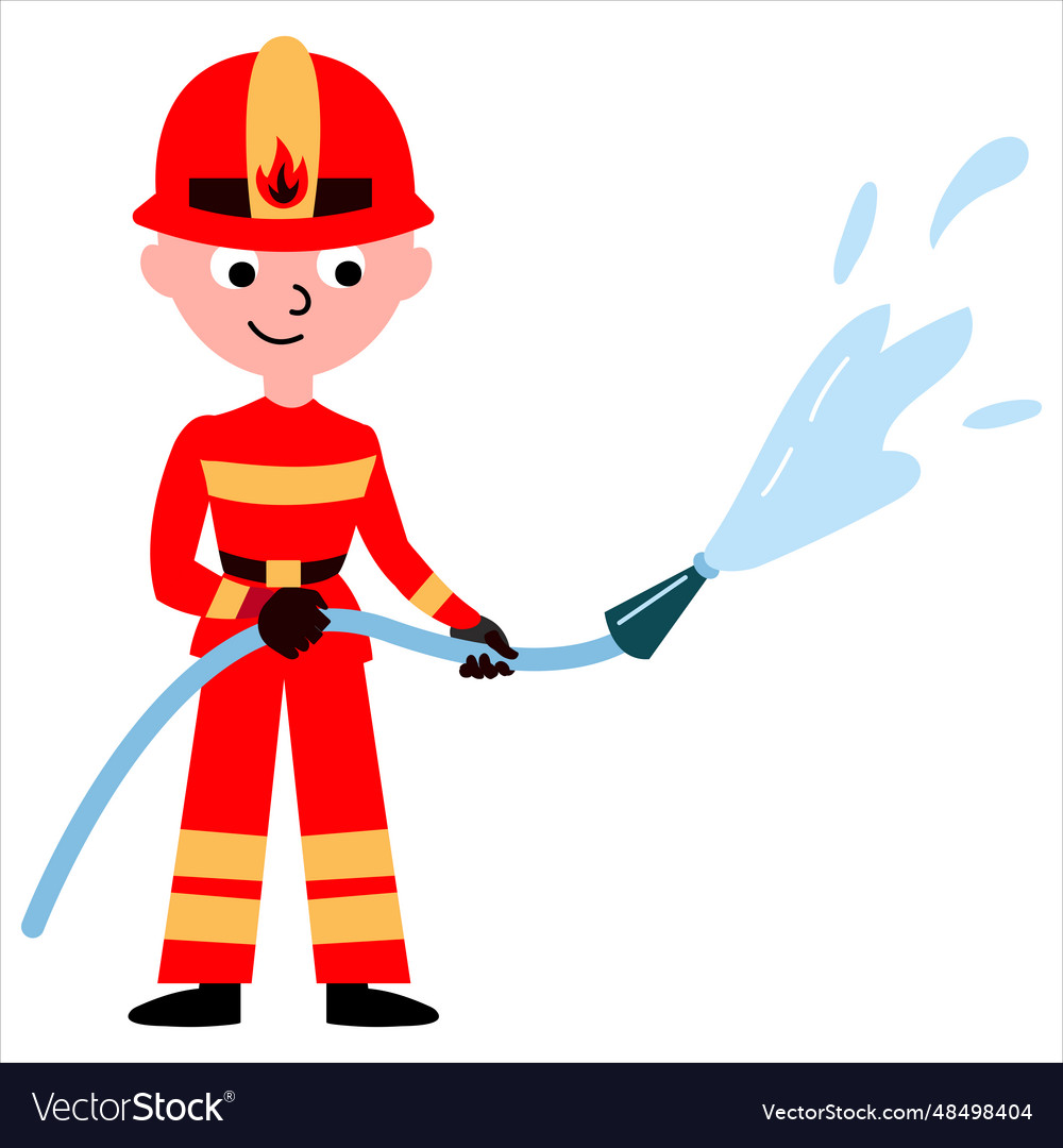Cute hand drawn firefighter Royalty Free Vector Image
