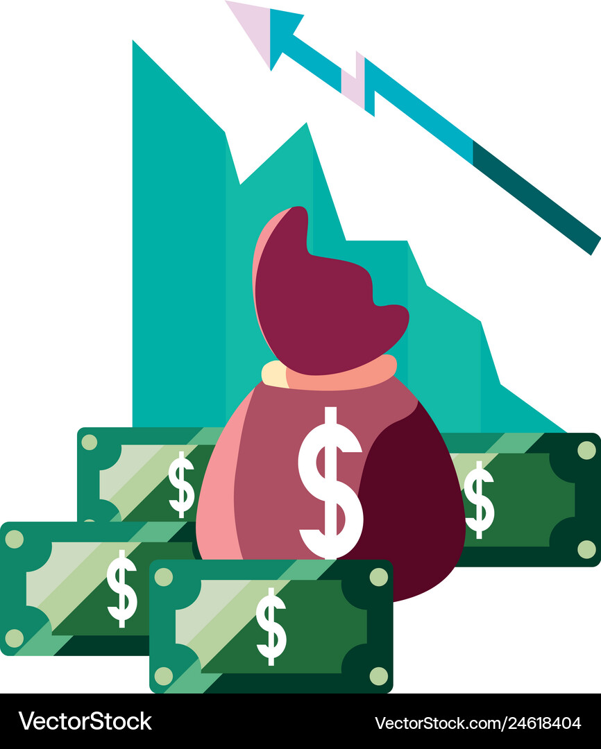 Growth bag money business Royalty Free Vector Image