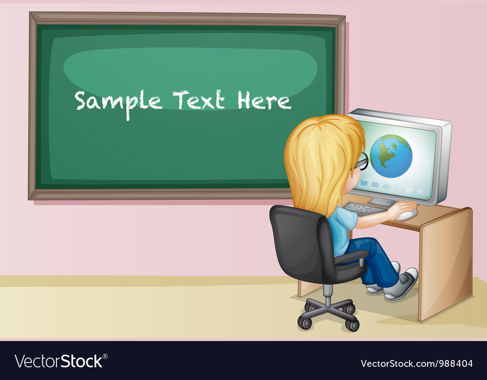 Student at computer Royalty Free Vector Image - VectorStock