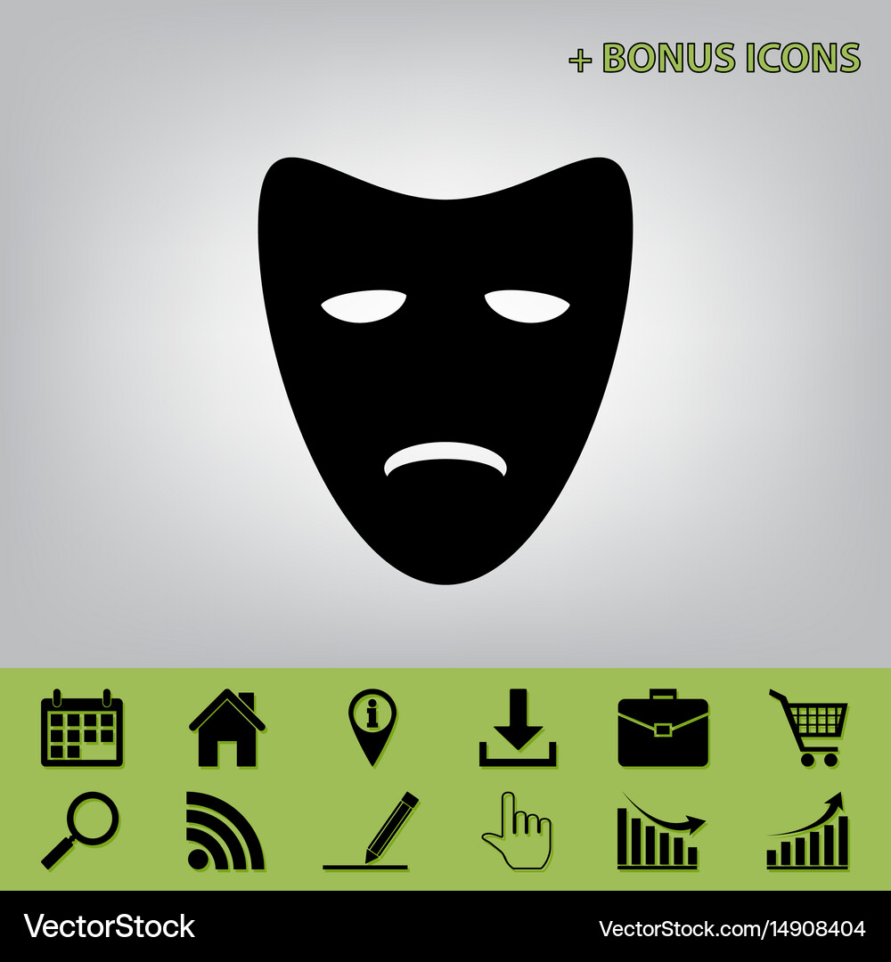 Tragedy theatrical masks black icon Royalty Free Vector