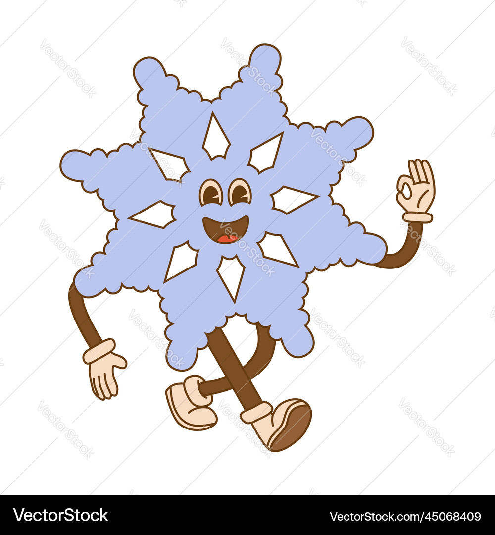 Comic character of a groovy snowflake Royalty Free Vector