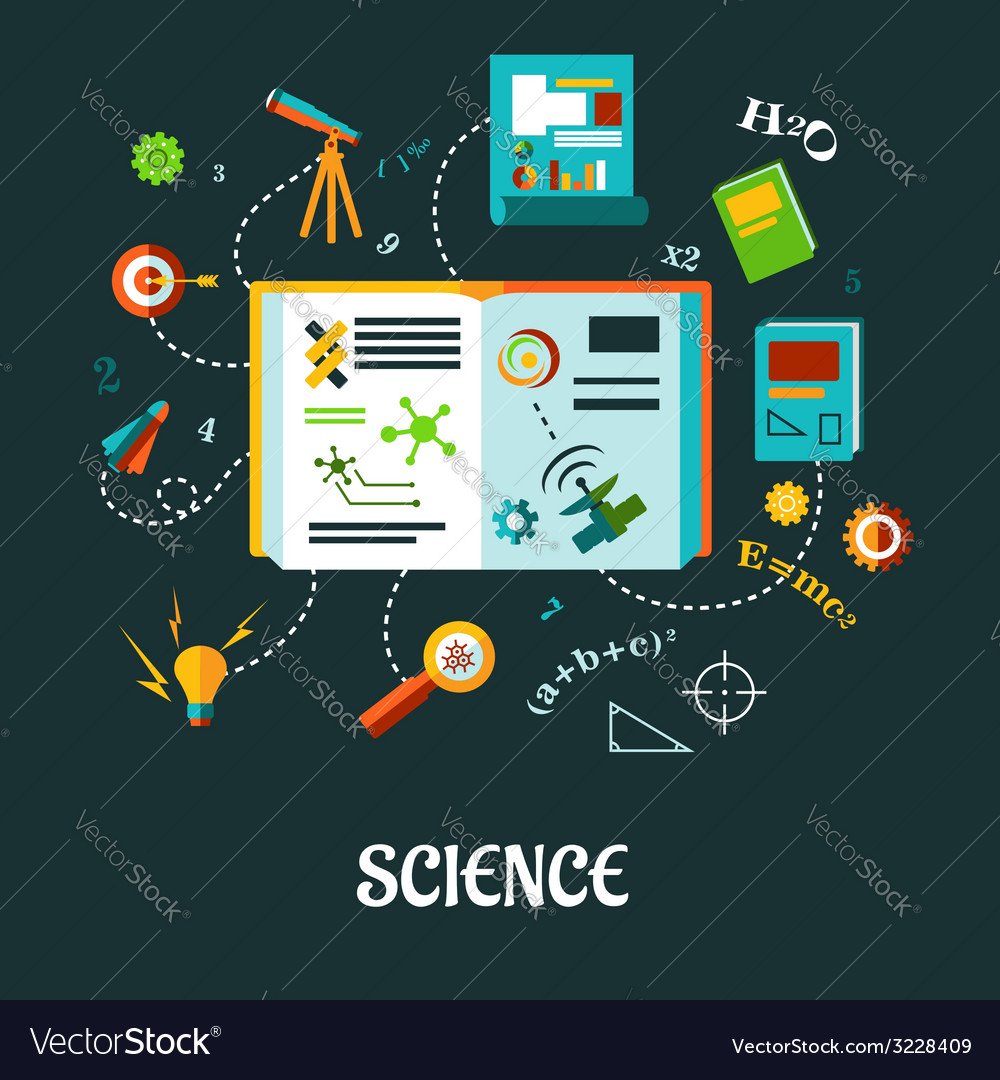 Creative science flat concept Royalty Free Vector Image