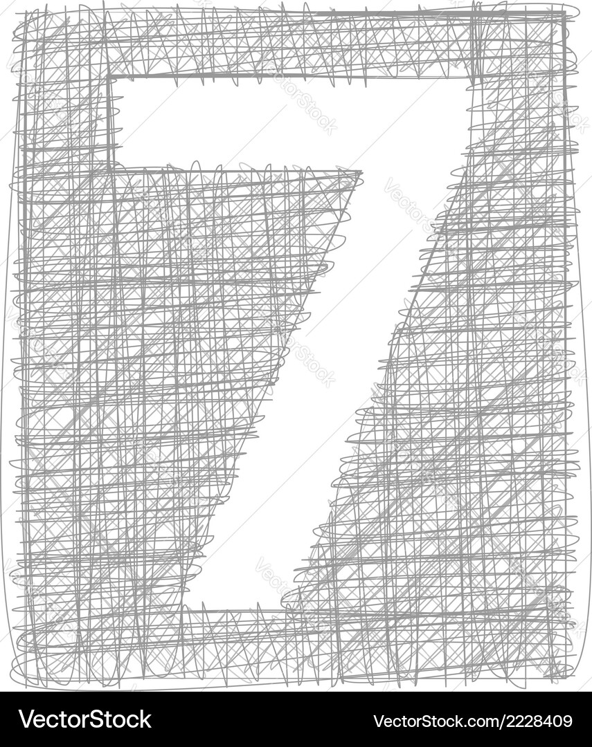 Freehand typography number 7 Royalty Free Vector Image