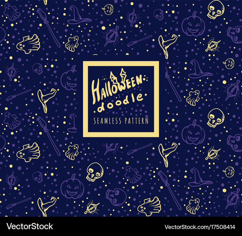 Halloween doodle seamless pattern Royalty Free Vector Image