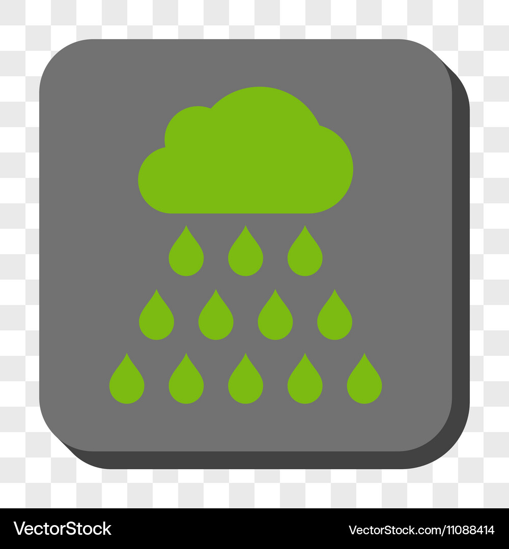 Rain cloud rounded square button Royalty Free Vector Image