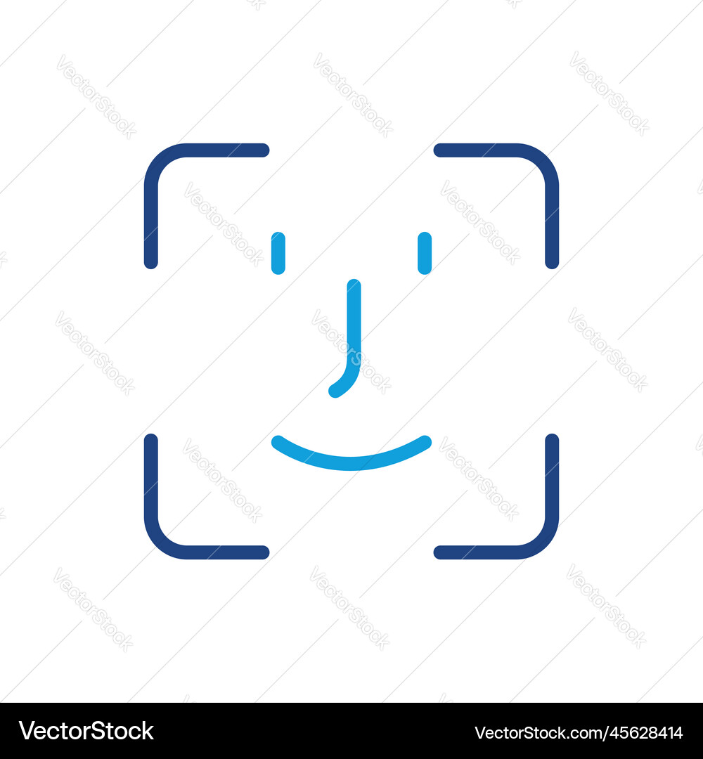 Scan face id line icon facial recognition linear Vector Image